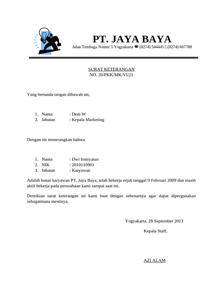 Surat PT Jaya Baya | PDF