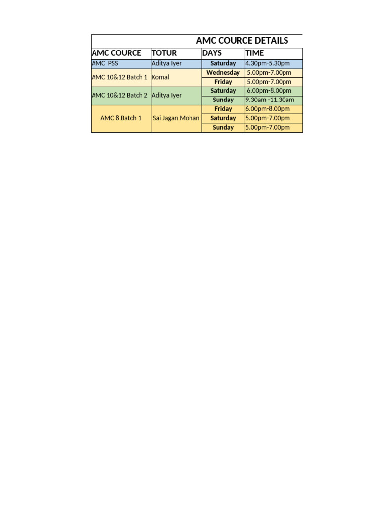 Class Schedules | PDF