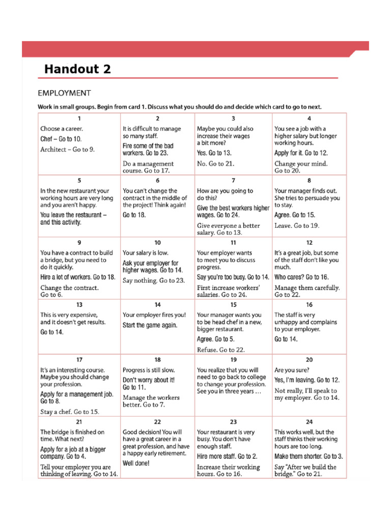 BUS 2.0 Level 3 Lesson Plan 9 Handout 2 | PDF