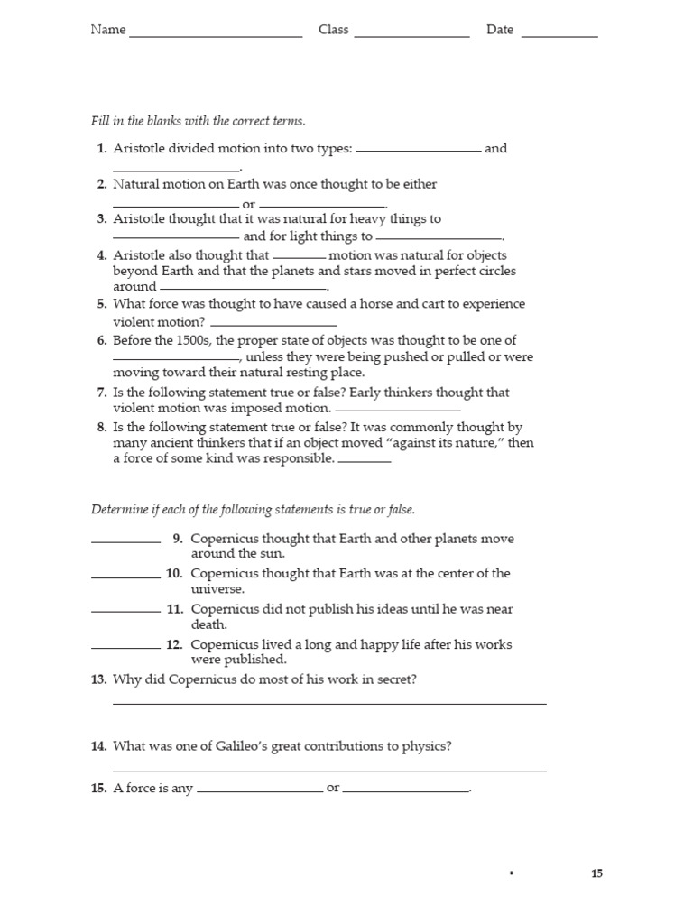 Worksheet Physical Science | PDF | Mass | Inertia