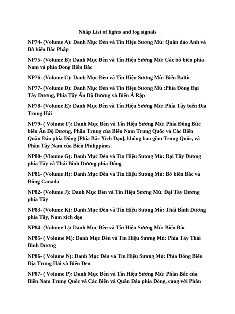 List of Lights and Fog Signals | PDF