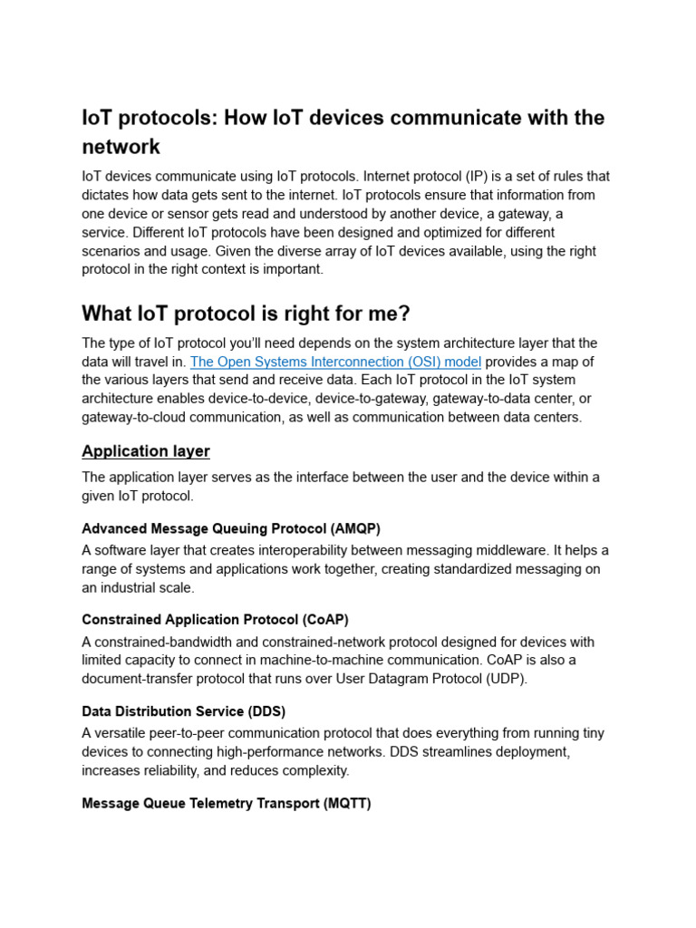 IoT Protocols - How IoT Devices Communicate With The Network | PDF ...