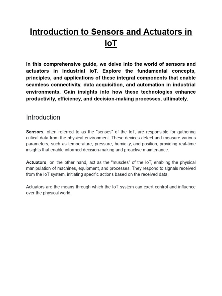 Industrial IoT: Sensors & Actuators Guide | PDF | Internet Of Things ...
