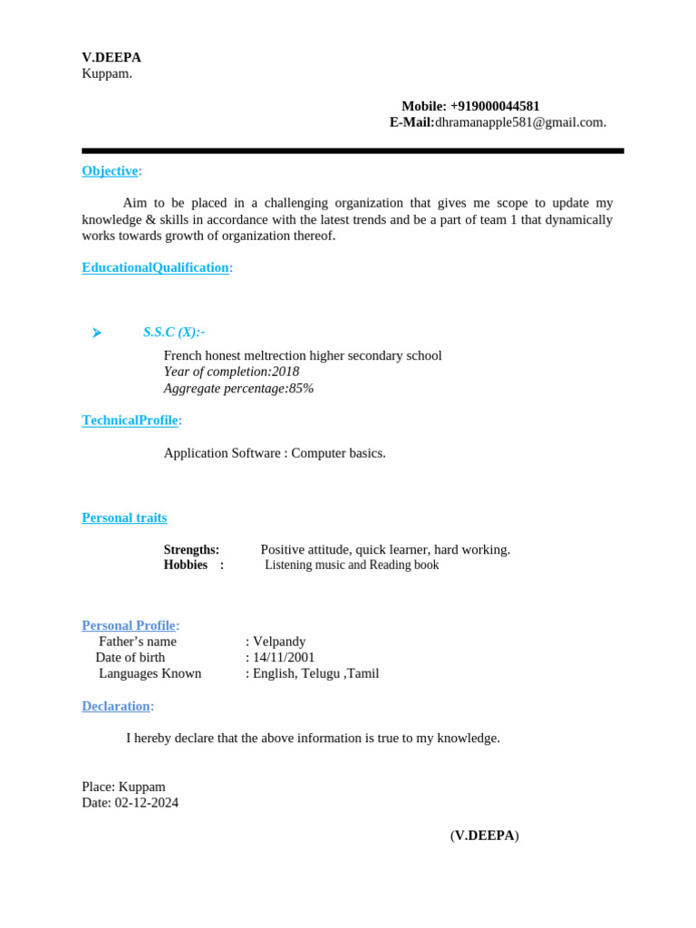 Deepa RESUME | PDF