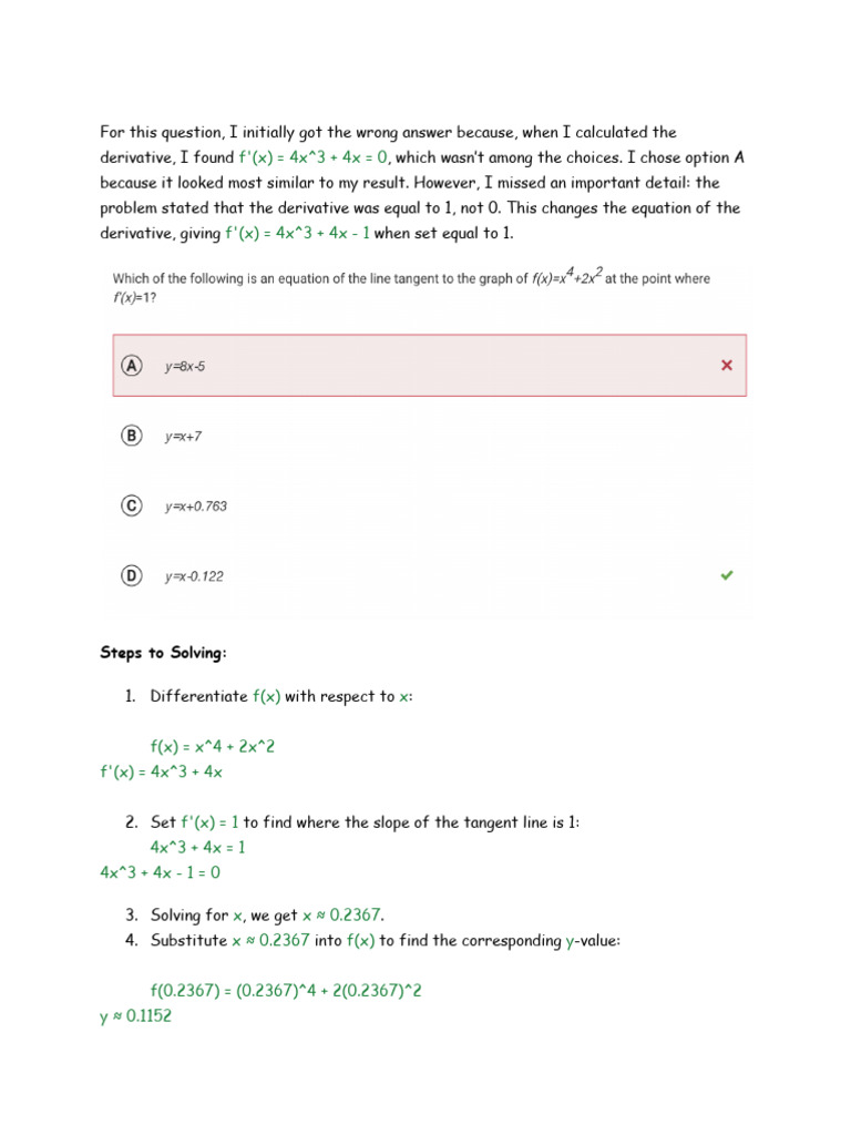 Abdulaziz AlObaidi Reflection Ap Cal Unit 2 Part 1 TEST | PDF | Tangent ...