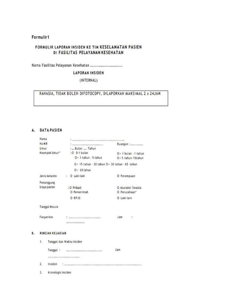 Form Laporan Insiden Keselamatan | PDF