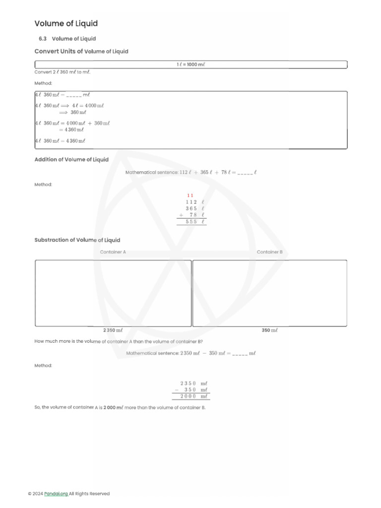 Volume of Liquid | PDF