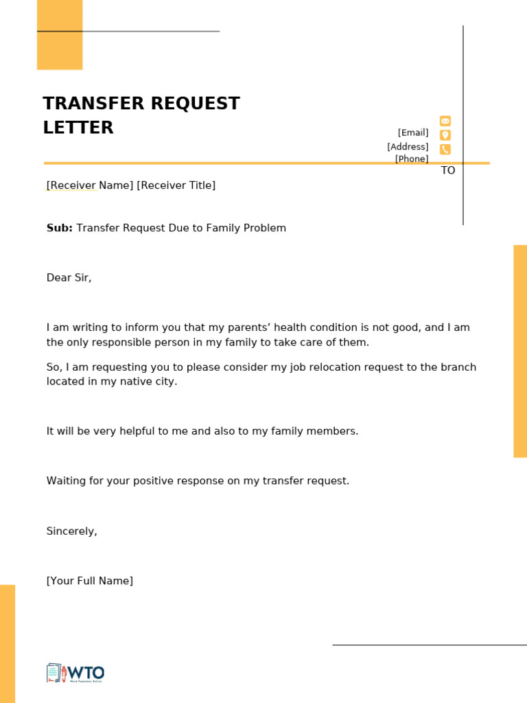 Transfer Request Letter 01 | PDF