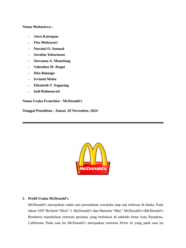 Penelitian McDonald's | PDF