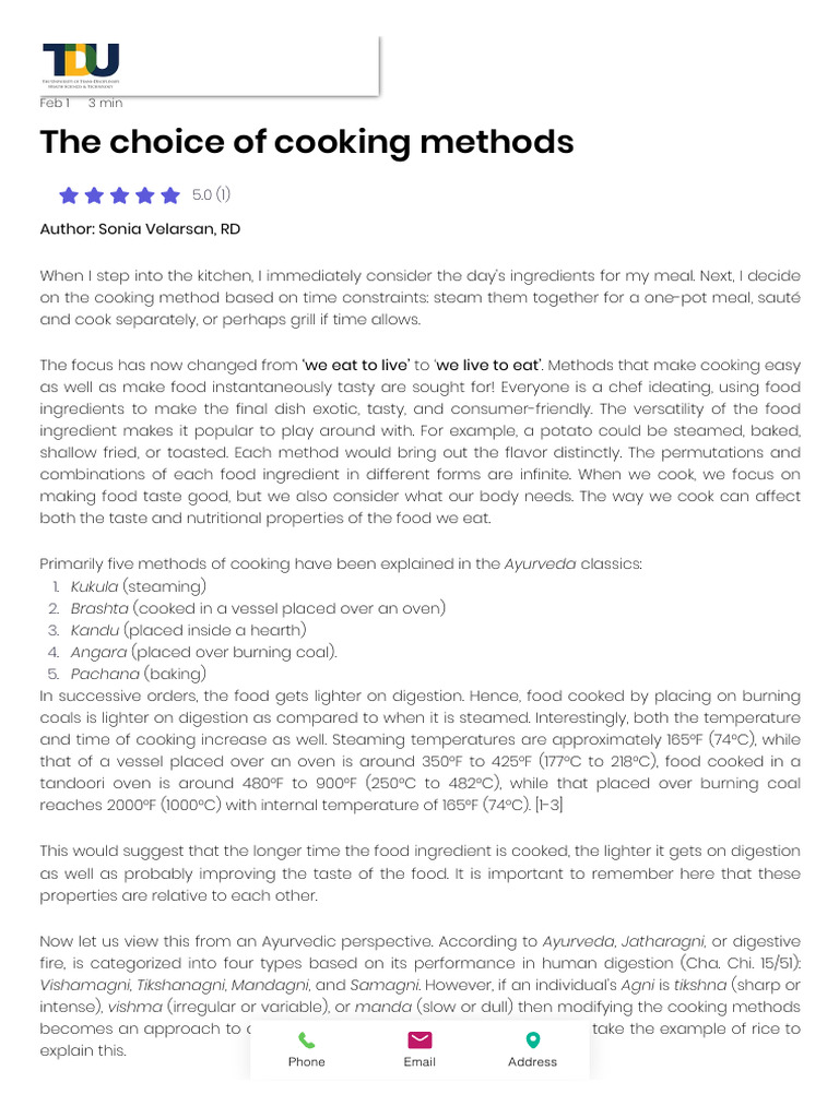 The choice of cooking methods | PDF | Cooking | Food Safety