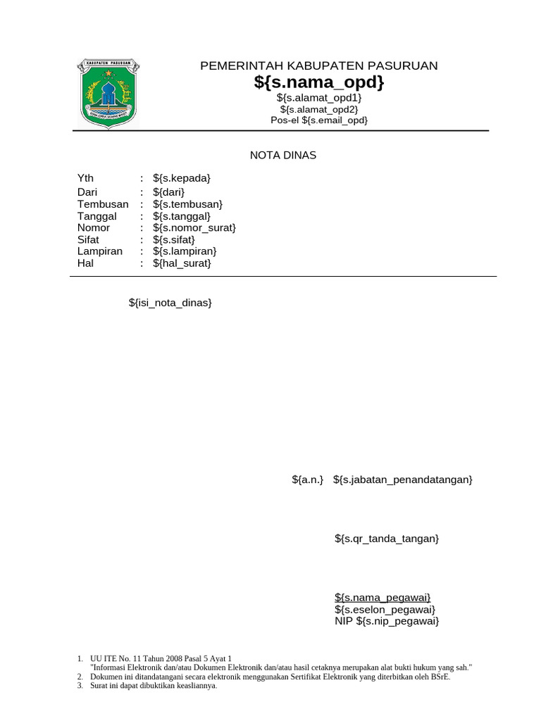 Contoh Nota Dinas Resmi Pemerintah | PDF