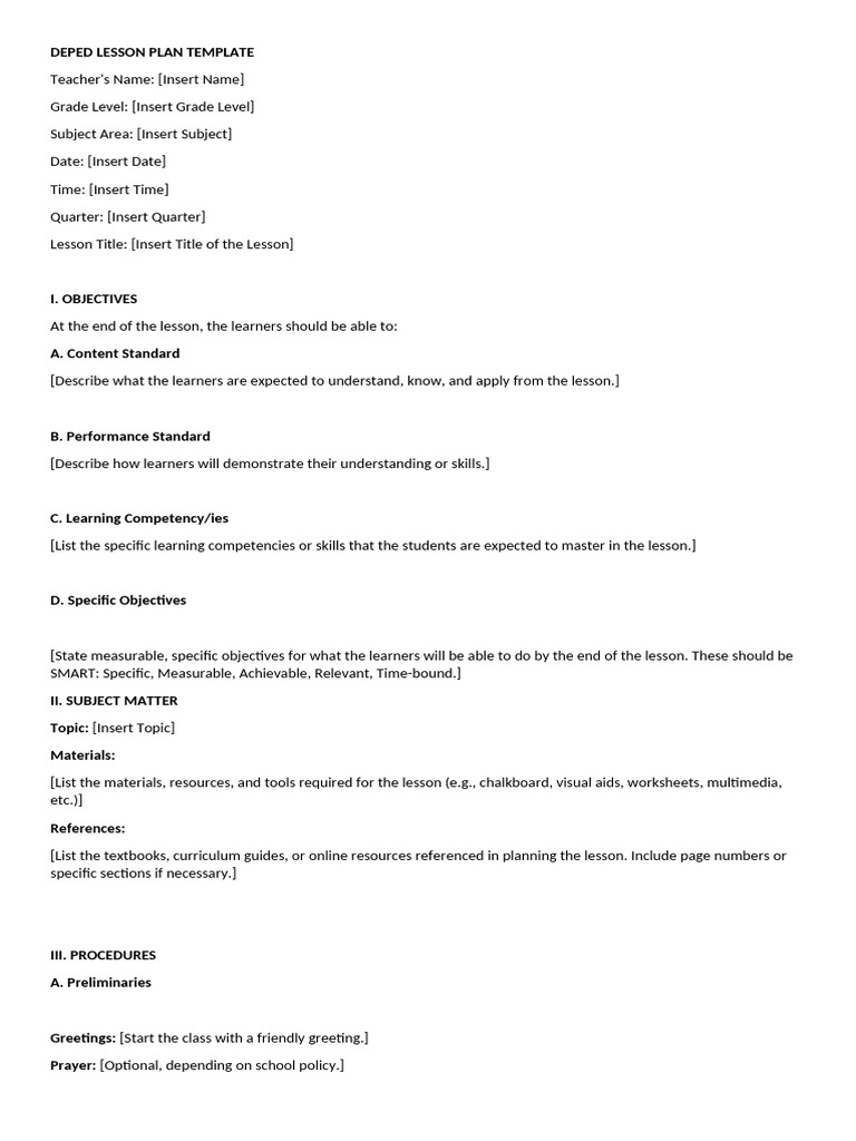 Lesson-Plan-Template | PDF | Educational Assessment | Lesson Plan