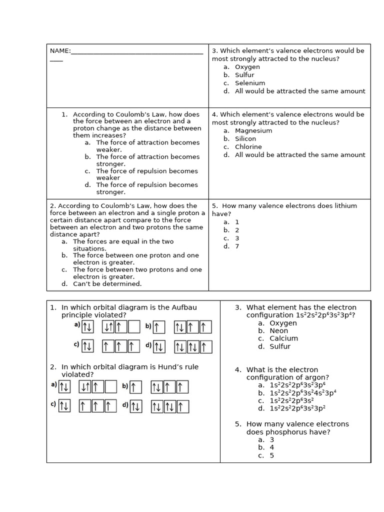 Bell Ringer 2, Unit 1 | PDF | Electron Configuration | Electron