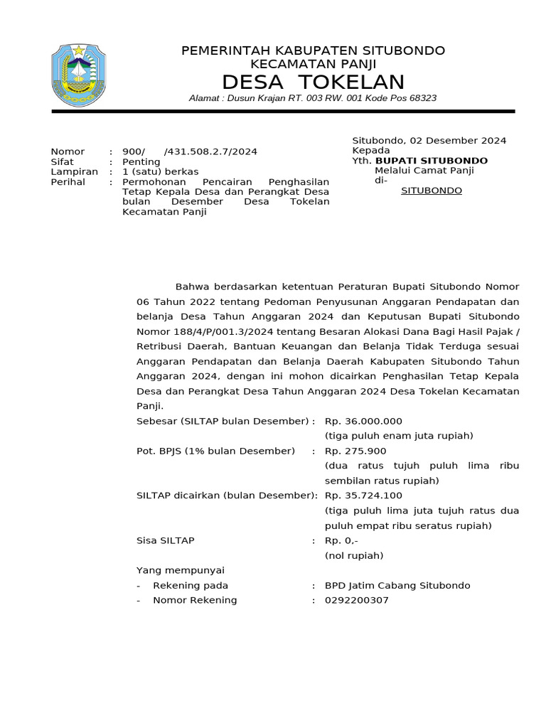 Pengajuan Siltap | PDF