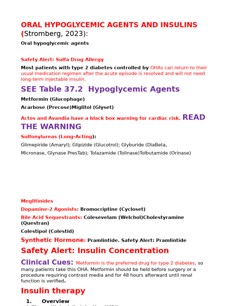 Indications for Oral Hypoglycemic Agents | PDF | Insulin | Diabetes