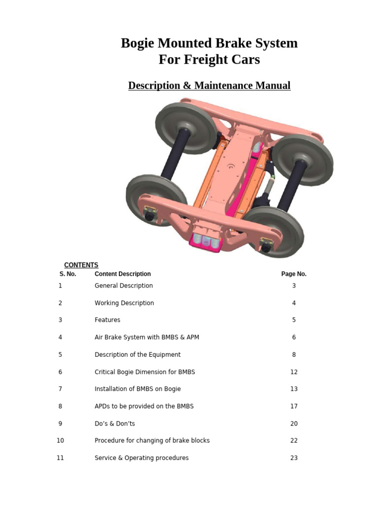 Bogie Mounted Brake System Manual KBI | PDF | Brake | Pipe (Fluid ...