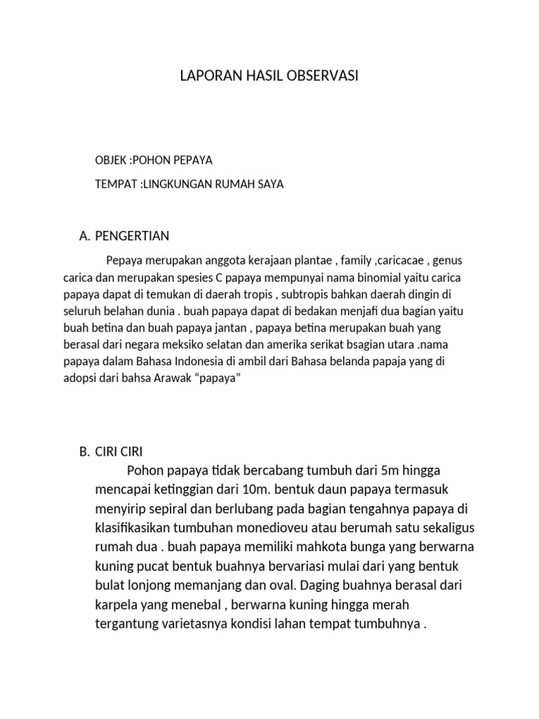 Laporan Hasil Observasi | PDF
