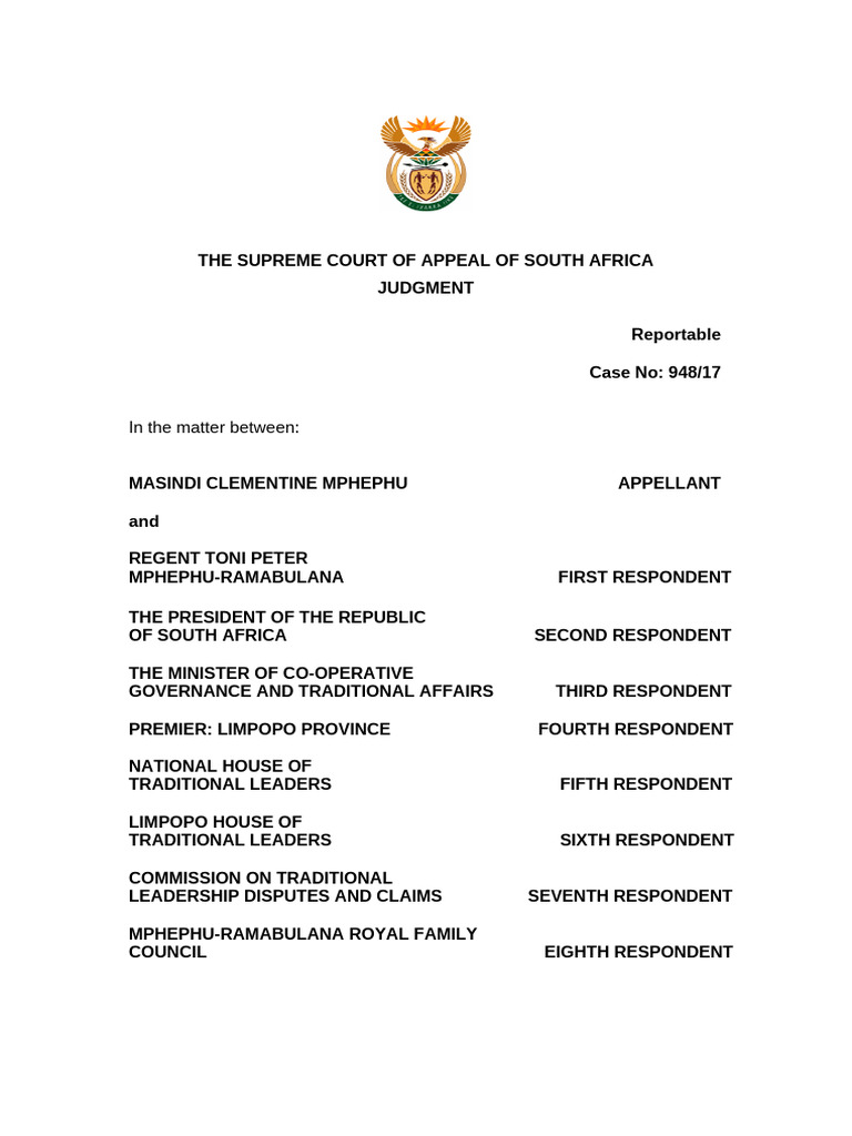 Mphephu Ramabulana's Case | PDF | Jurisdiction | Appeal