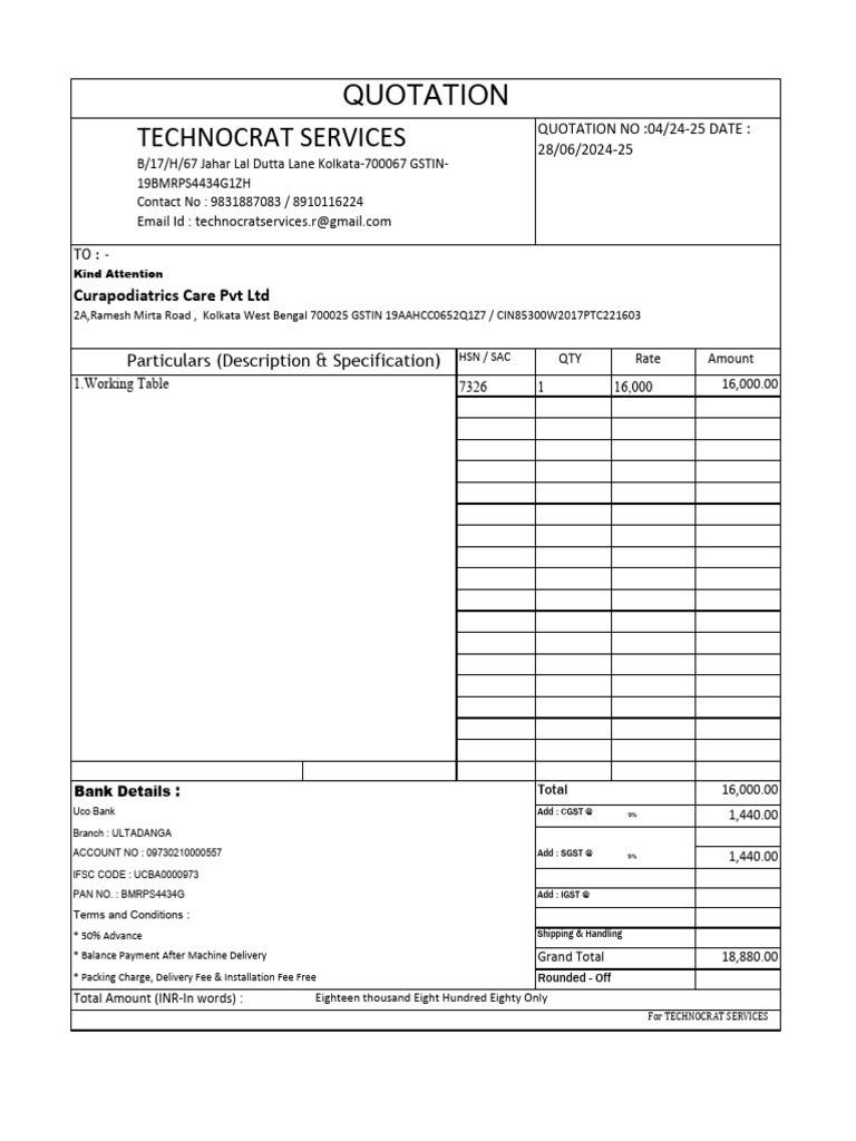 Quotation (1) (1) | PDF | Payments | Money