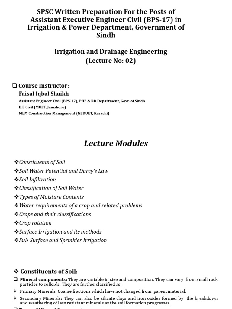 Soil Water Management For Irrigation Pdf Soil Sand