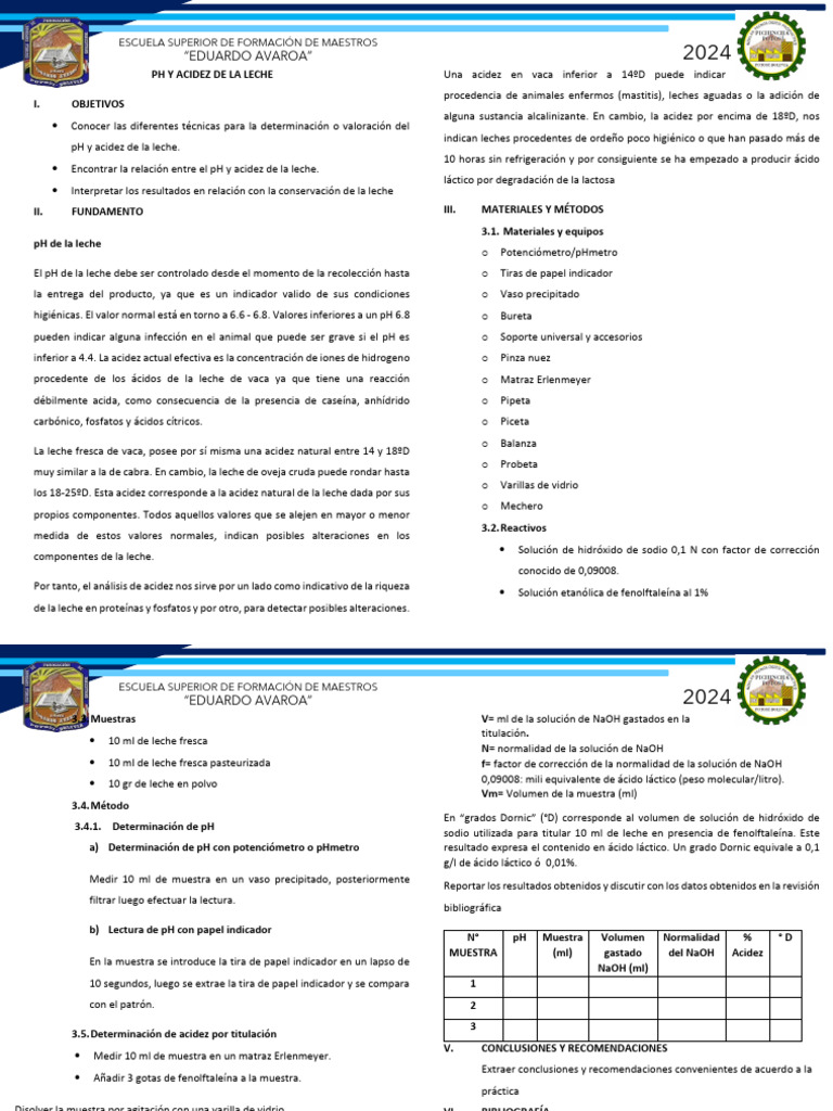 PDC 2 LACTEOS Guia de PH | PDF | Leche | Ph