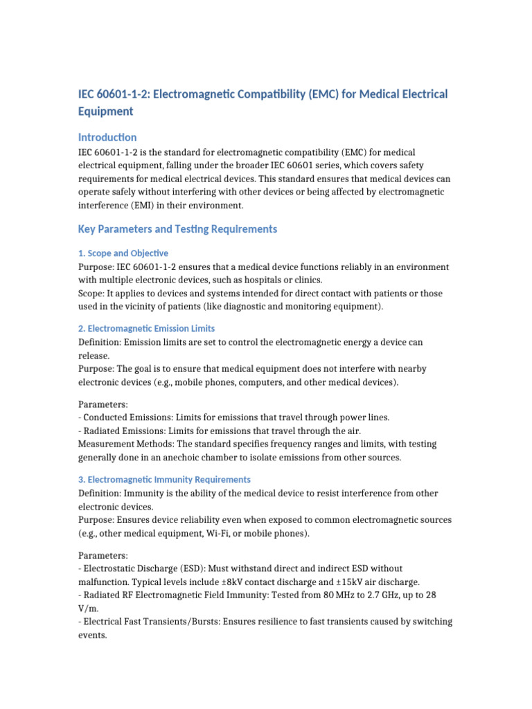 IEC 60601-1-2: EMC Standards for Medical Devices | PDF ...