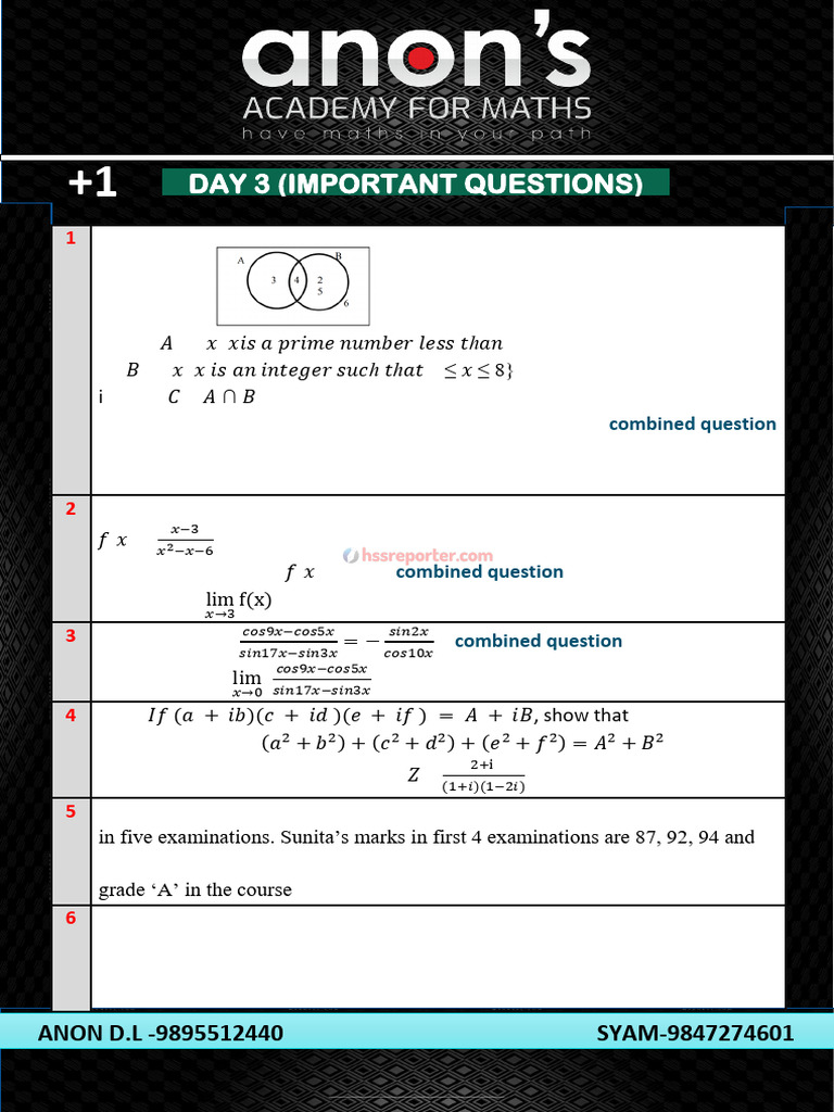 Hssreporter•Com_plus One Maths Day-3 Important Questions | PDF | Circle | Elementary Geometry
