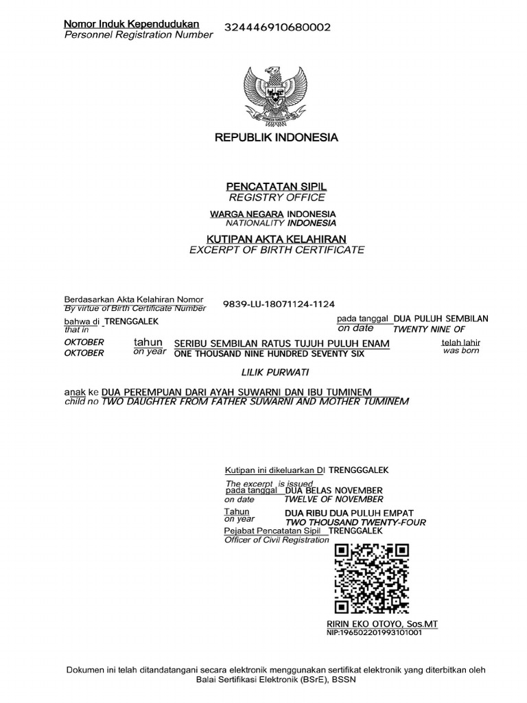 Akte Kelahiran Aditya | PDF