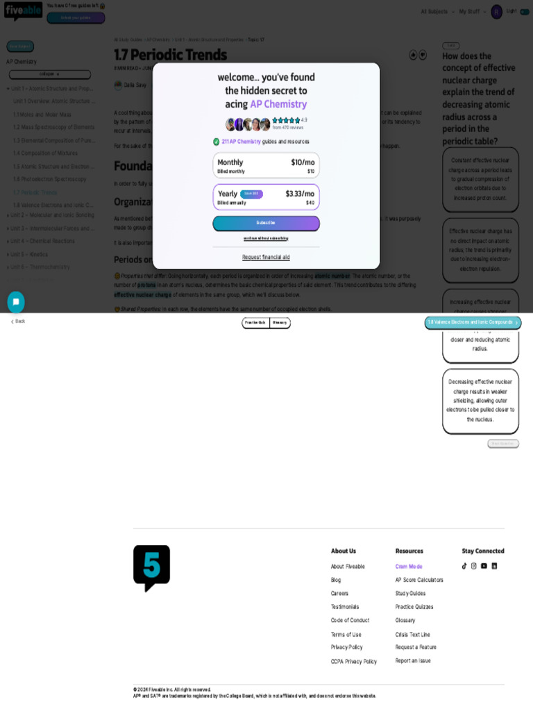 Periodic Trends - AP Chemistry Class Notes - Fiveable | PDF | Periodic ...