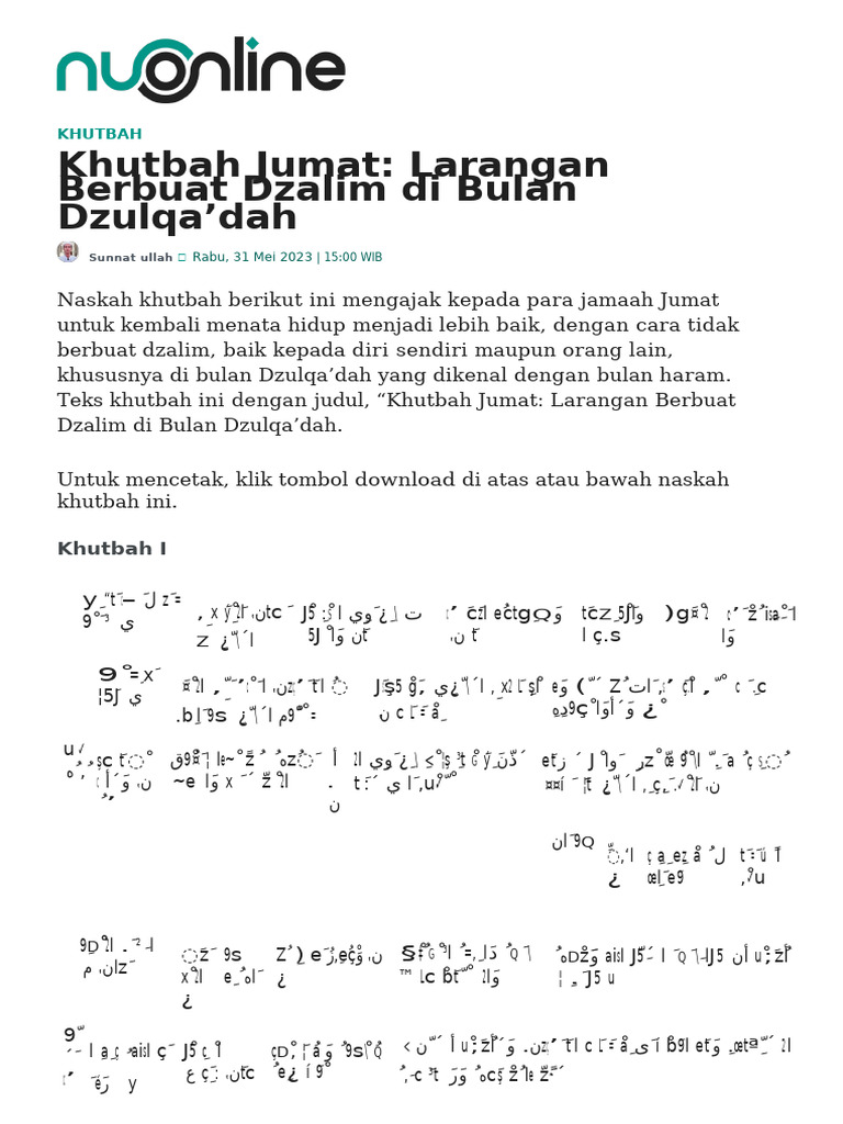 Khutbah Jumat - Larangan Berbuat Dzalim Di Bulan Dzulqa'dah - NU Online ...
