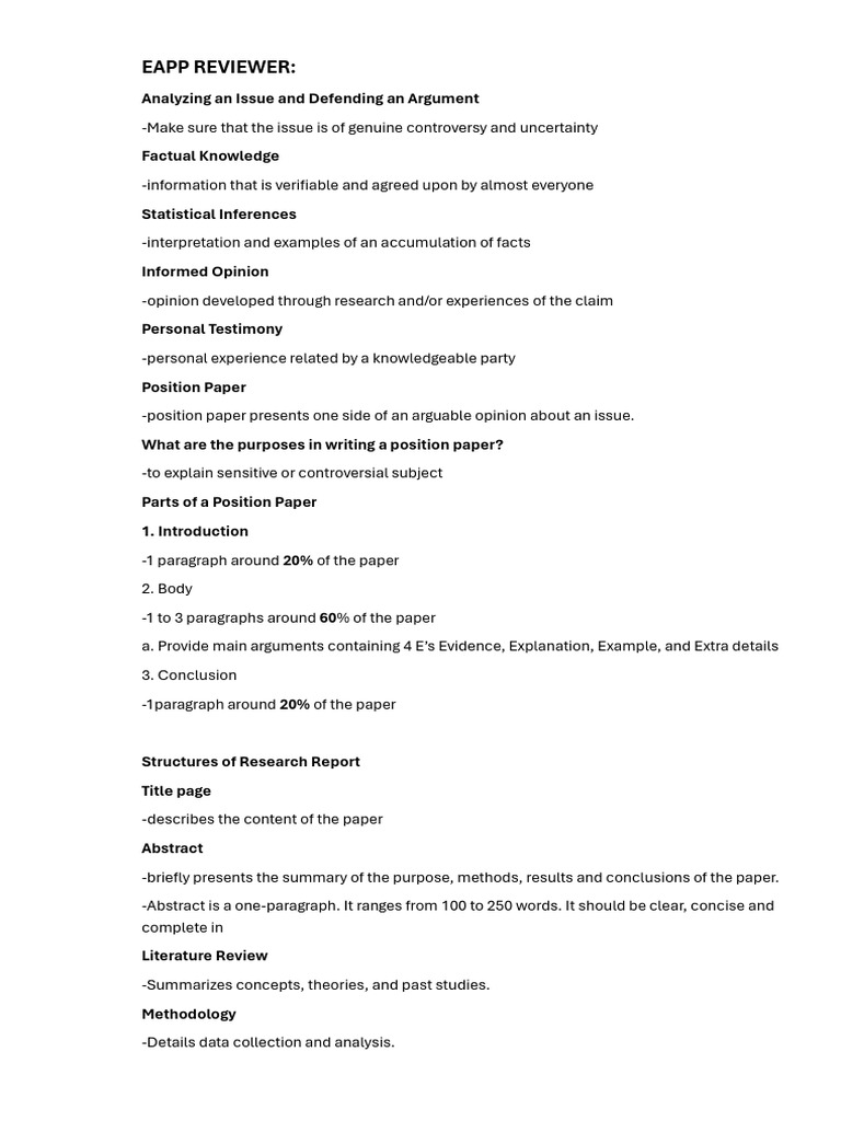 Eapp Exam Reviewer 2nd Quarter | PDF | Survey Methodology | Experiment