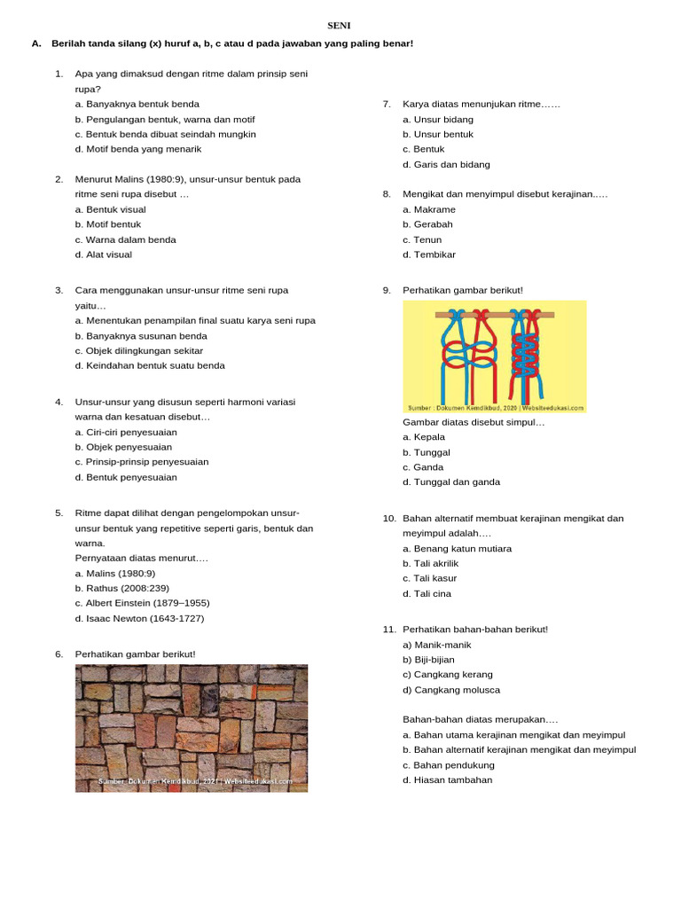 SAS 1 Seni Rupa Kelas 5 (Websiteedukasi.com) | PDF