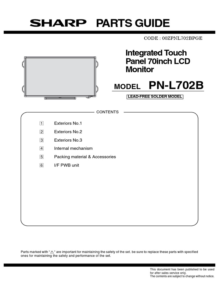 Sharp Part Guide IDP PN-L702BU | PDF | Manufactured Goods