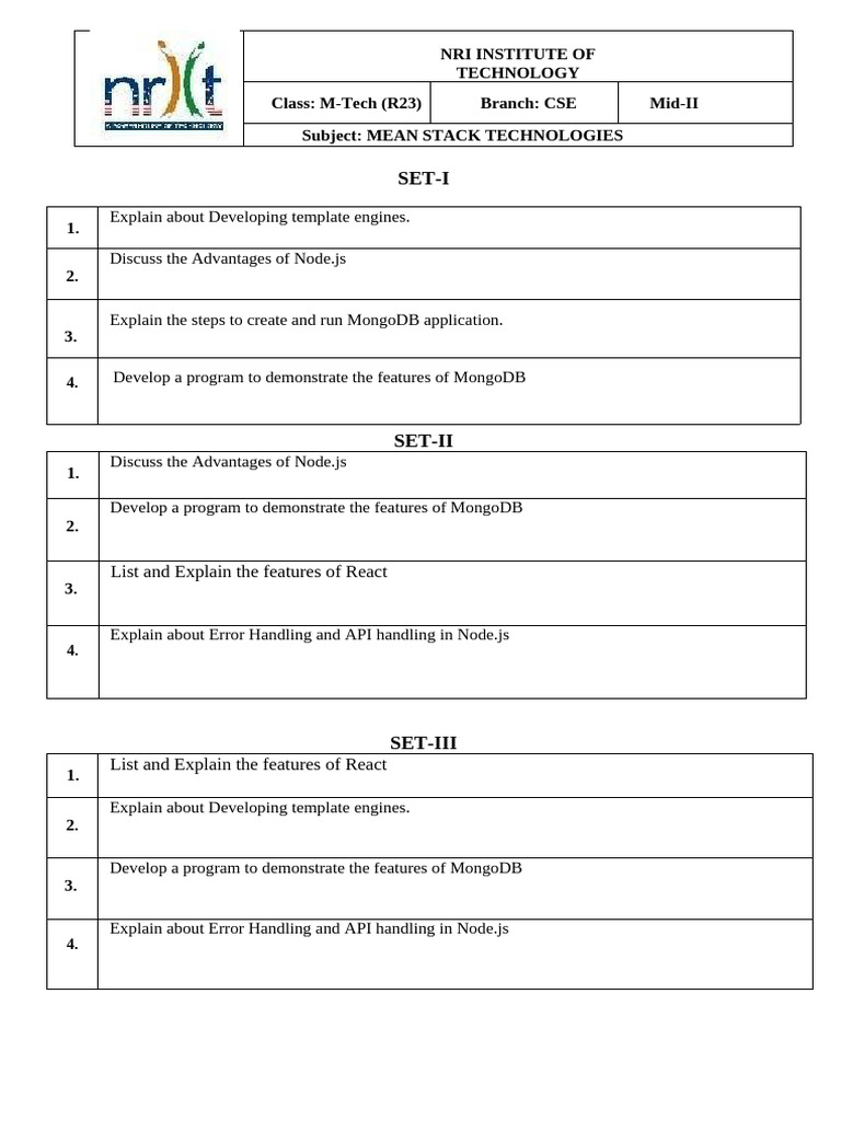 Meanstack Mid2 Qp(Sets) | PDF