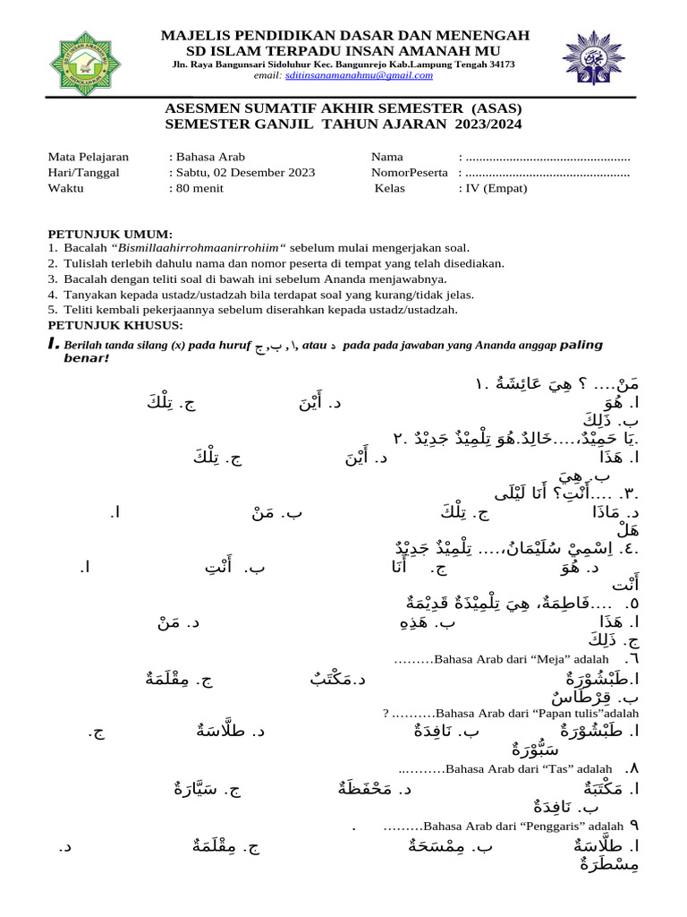 ASAS B. ARAB Kls 4 | PDF