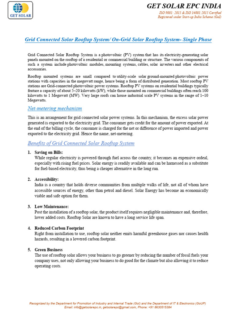 Solar Rooftop System Single Phase | PDF | Solar Power | Photovoltaic System