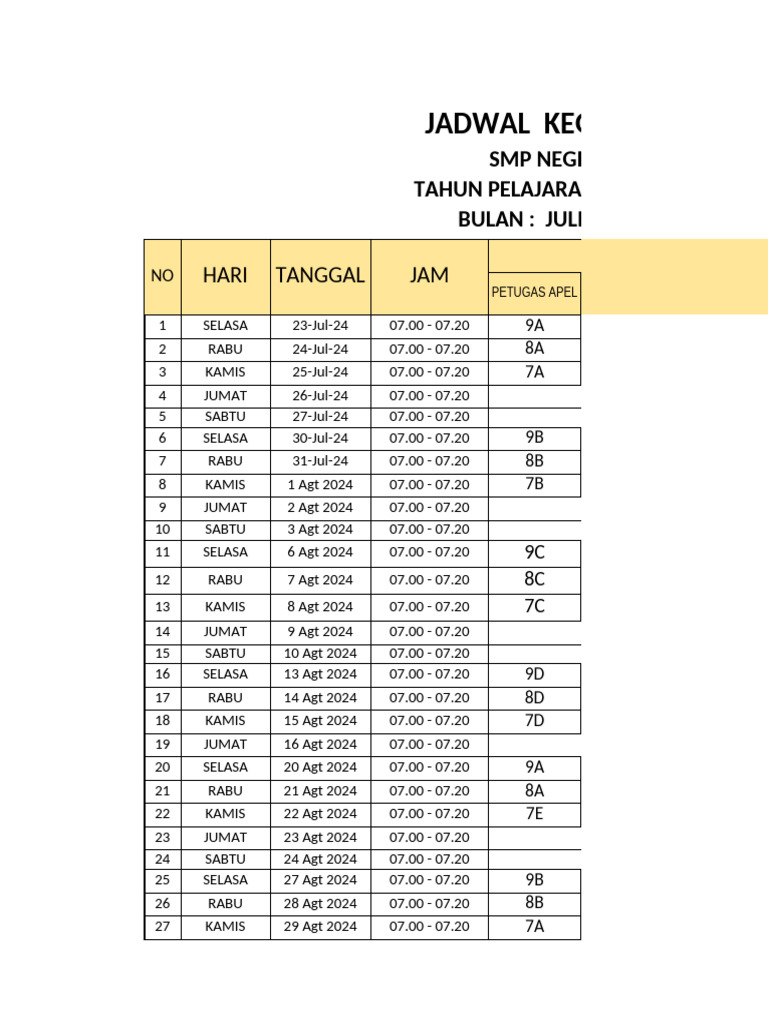 Snipping Toll Jadwal Apel, Sholat Dhuha (2024-2025) | PDF