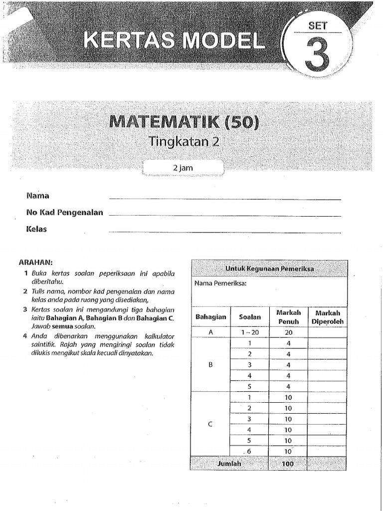 Matematik Set3 (Tingkatan 2) | PDF