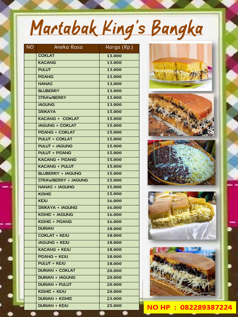 Daftar Menu Martabak King's Bangka | PDF