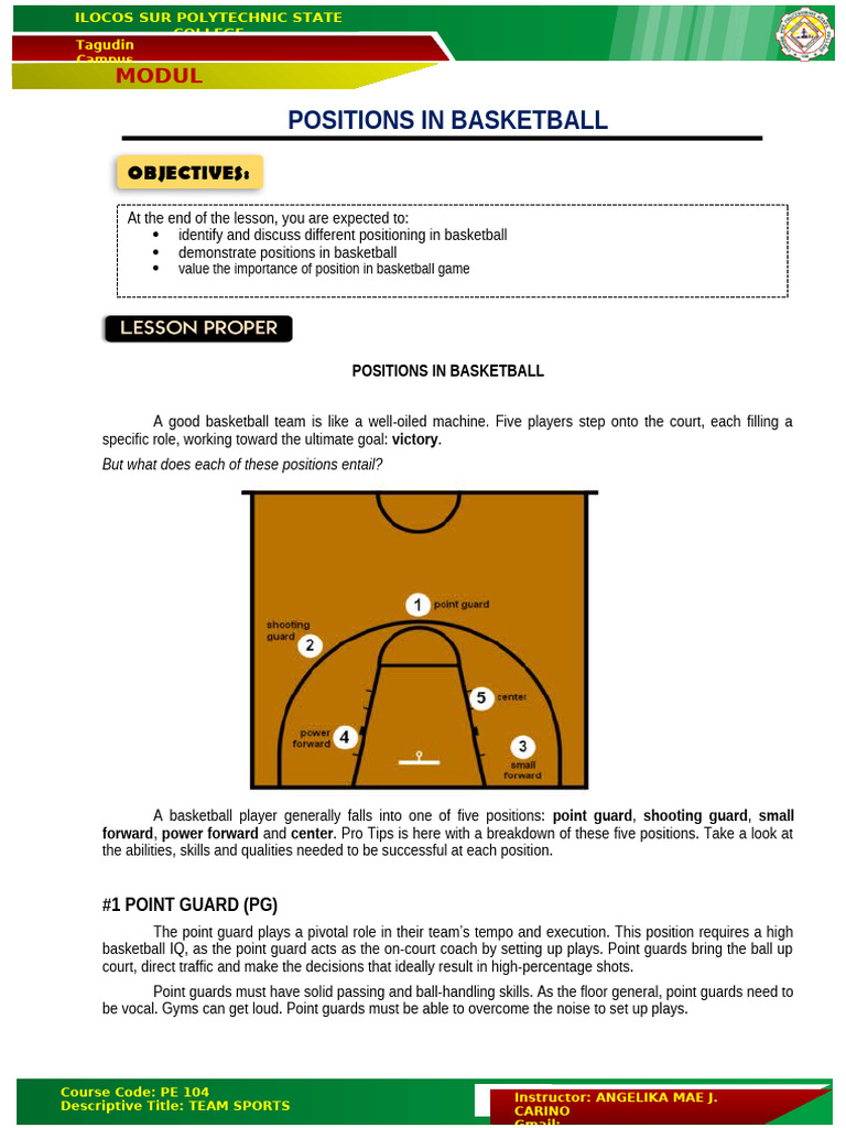 PE-104-RM-3 | PDF | Basketball Positions | Sports Rules And Regulations