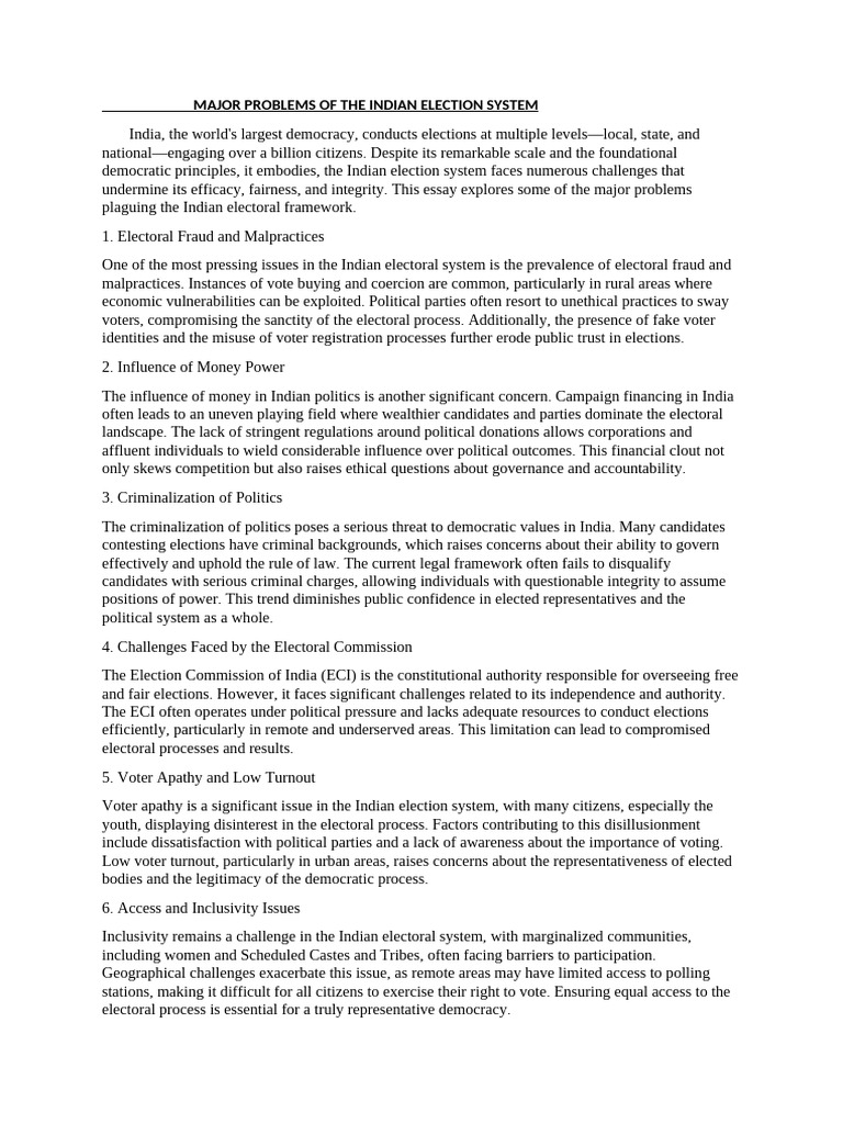 Challenges in Indian Election System | PDF | Elections | Democracy