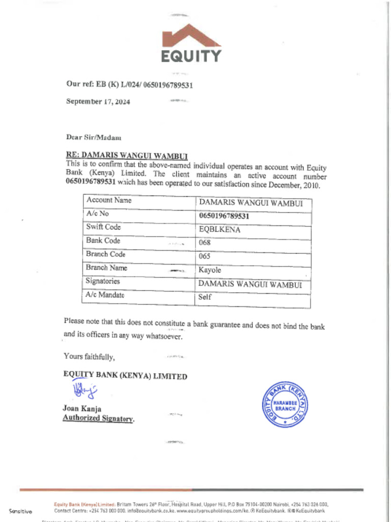 Letter from the bank | PDF