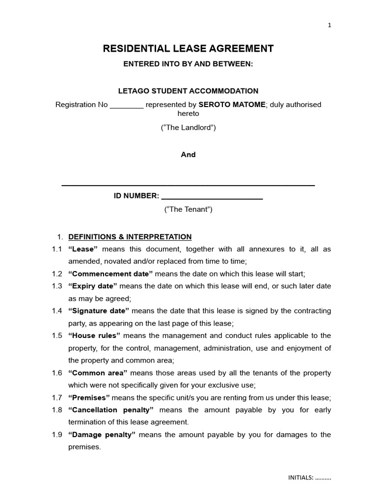 Residential Lease Agreement | PDF | Lease | Leasehold Estate
