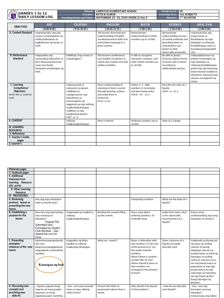 Quarter 1 Week 3 Day 3 | PDF