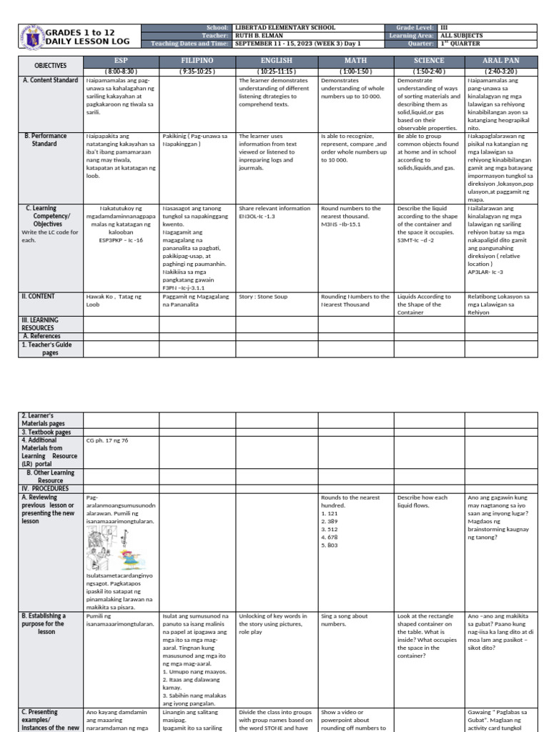 Quarter 1 Week 3 Day 1 | PDF