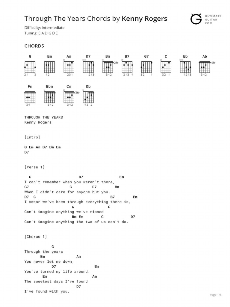Through The Years Chords | PDF