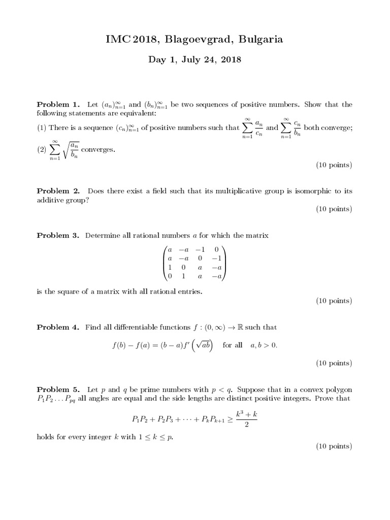 Imc2018 Day1 Questions | PDF