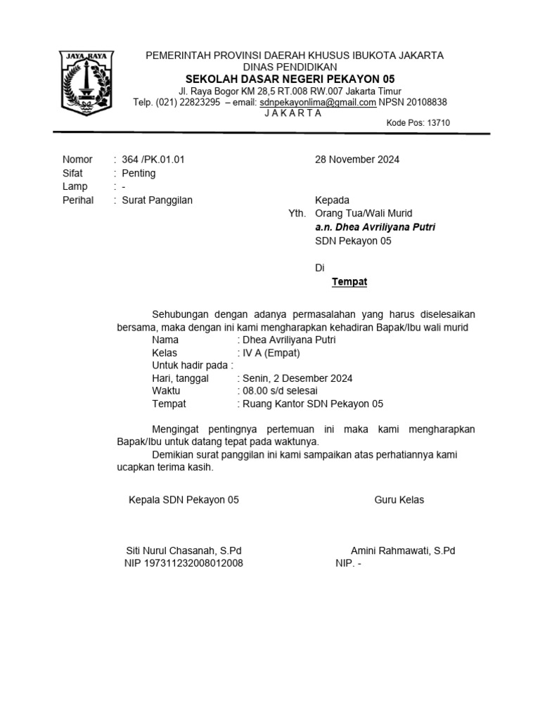 Surat Panggilan | PDF