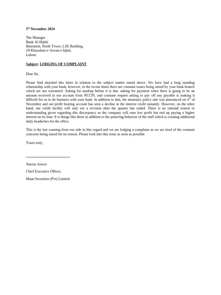 Complaint BAHL | PDF