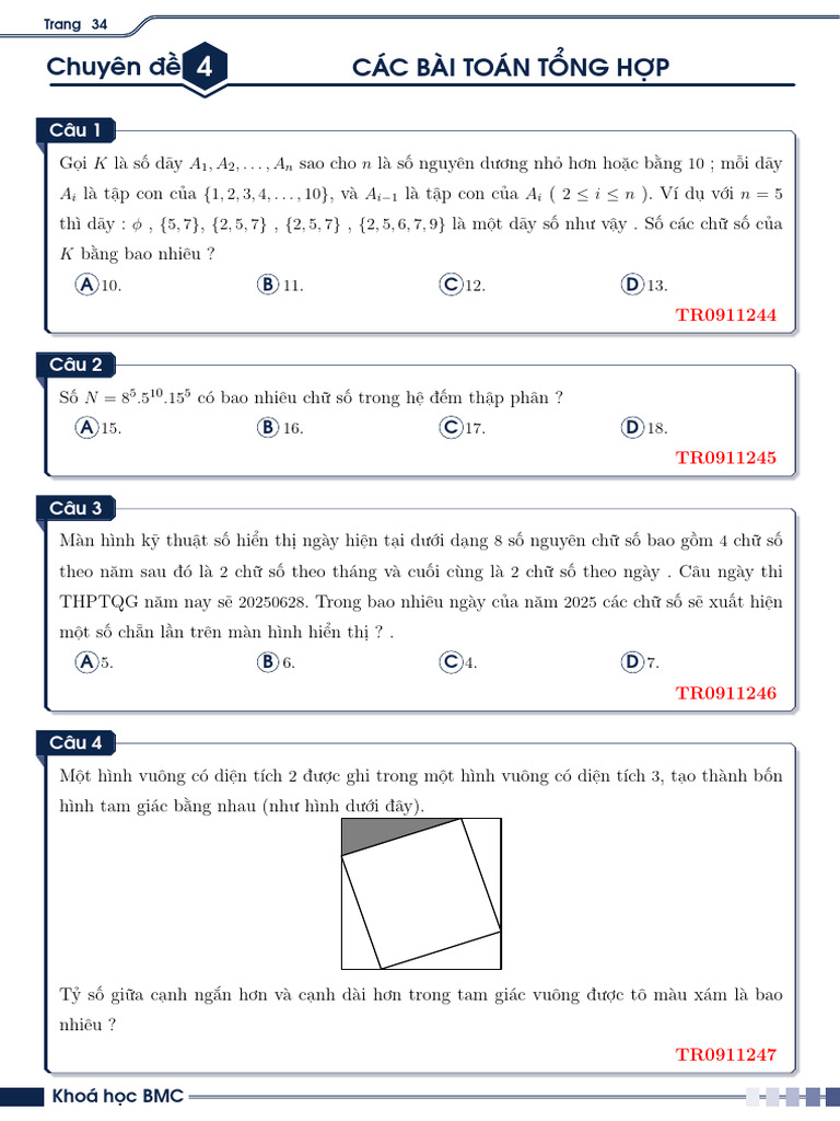 Chuyen de 4 Cac Bai Toan Tong Hop 1 | PDF